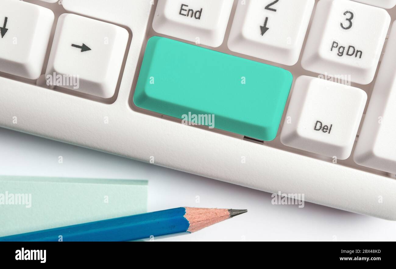 Pc Keyboard Key With Empty Note Paper Above Copy Space Stock Photo - Alamy
