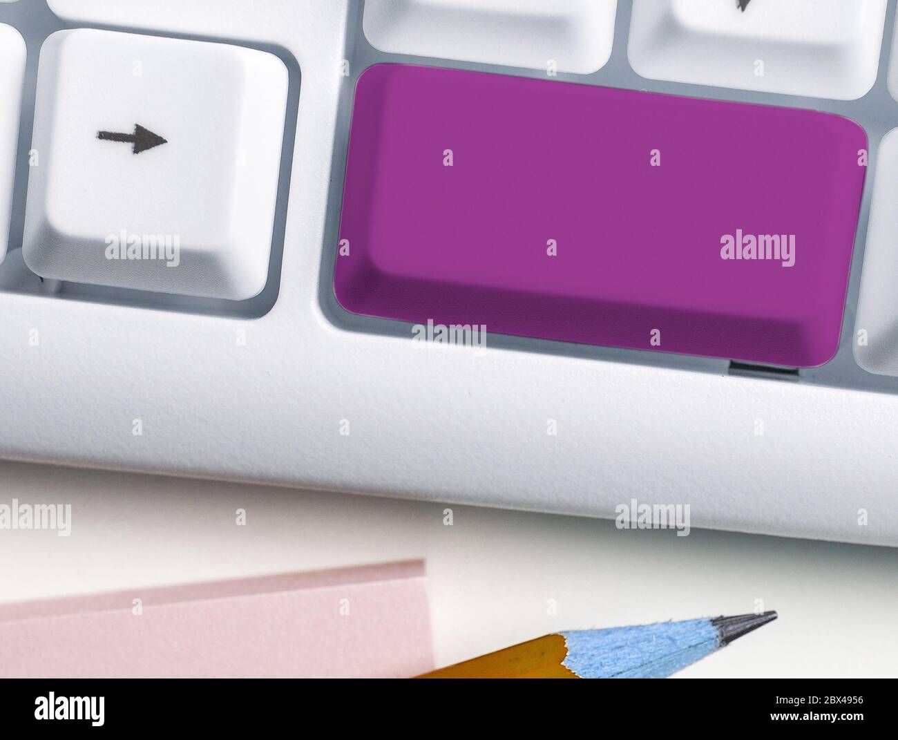 Pc Keyboard Key With Empty Note Paper Above Copy Space Stock Photo - Alamy