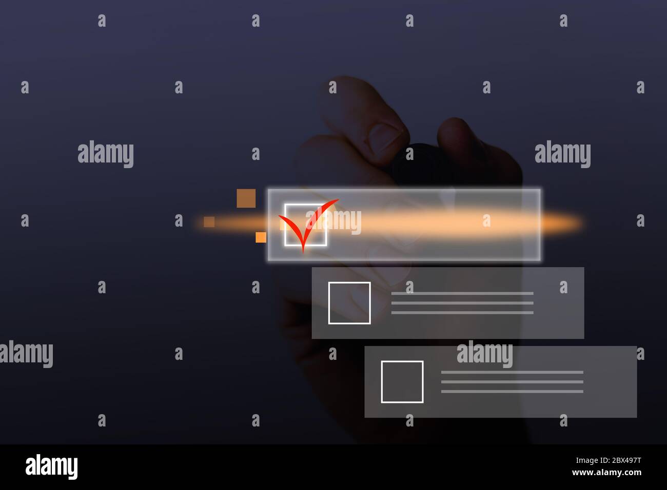 Hand Ticking Checklist Red Mark Empty Square Prioritizing Important ...