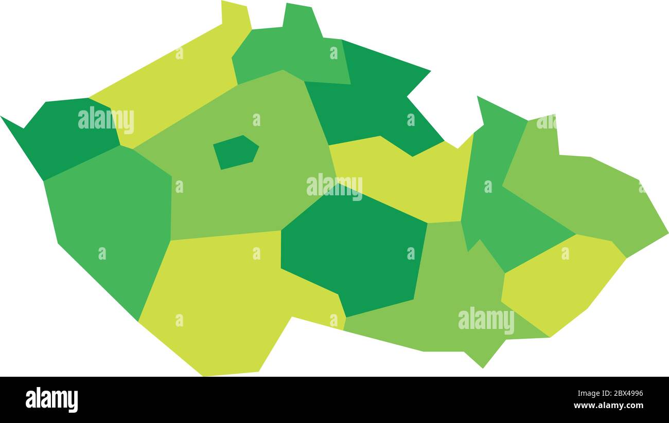 Map of Czech Republic divided into administrative regions. Blank map in ...