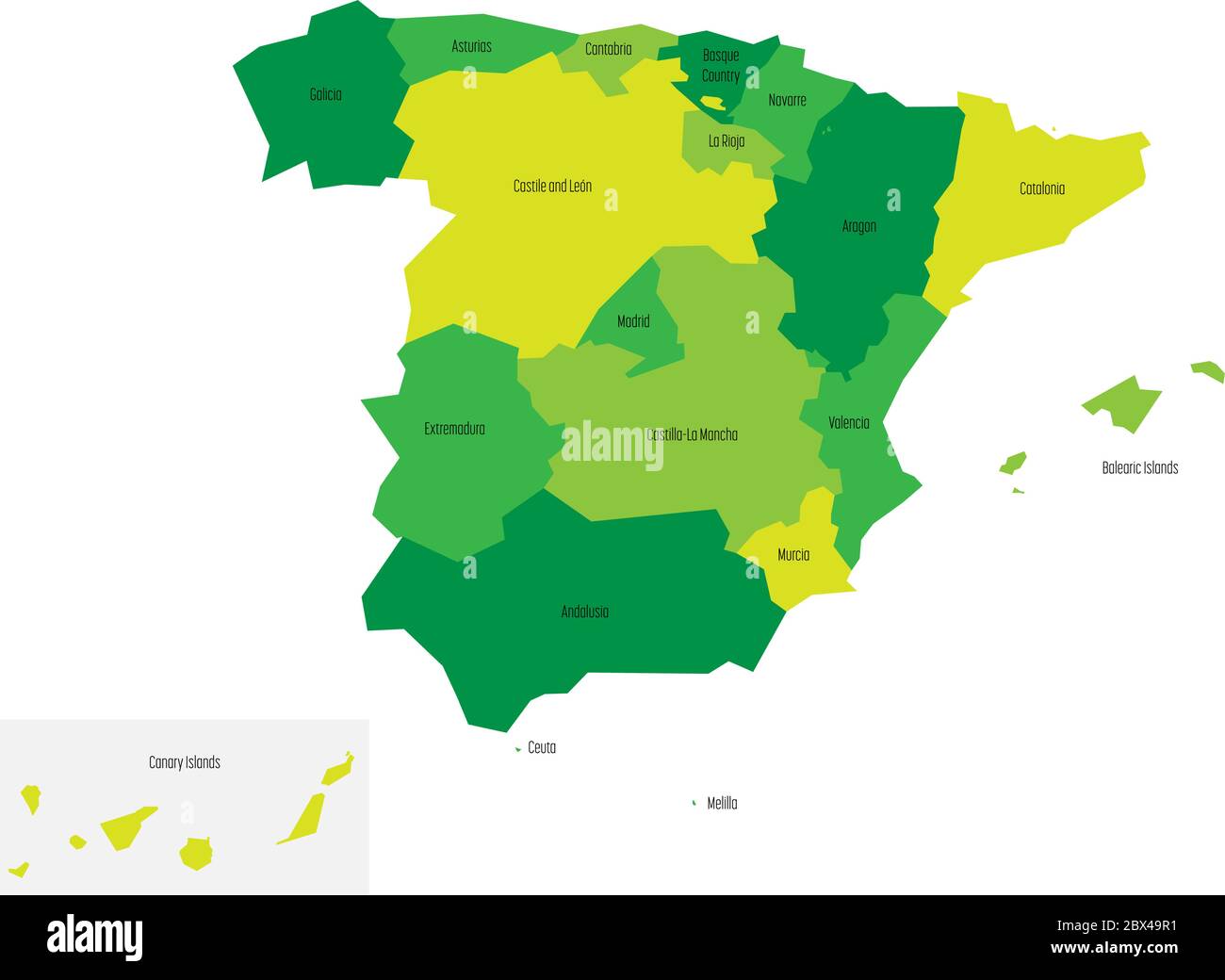 Map of spanish regions hi-res stock photography and images - Alamy