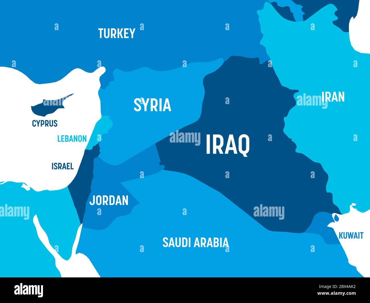 Middle East map - green hue colored on dark background. High detailed ...