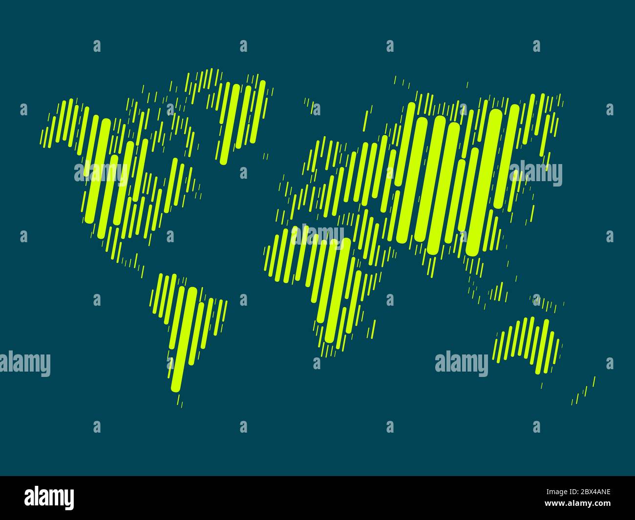 World map mosaic of highlighted green blocks with rounded corners on ...