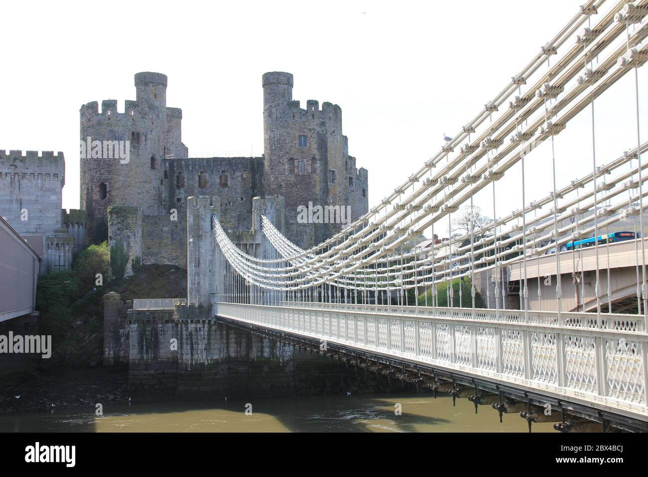 Conwy Suspension Bridge in North-Wales. United Kingdom Stock Photo - Alamy