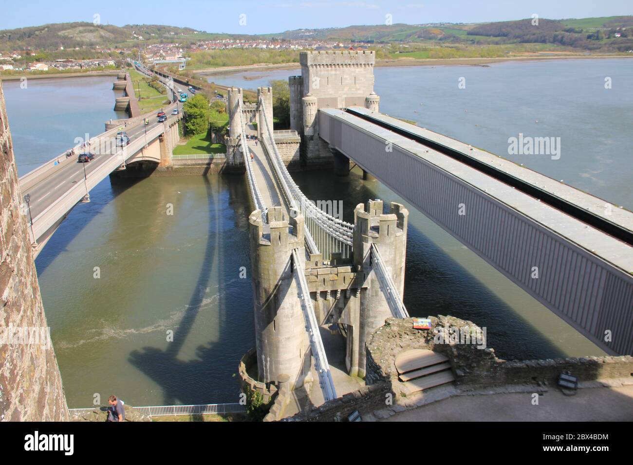 Conwy Suspension Bridge in North-Wales. United Kingdom Stock Photo - Alamy
