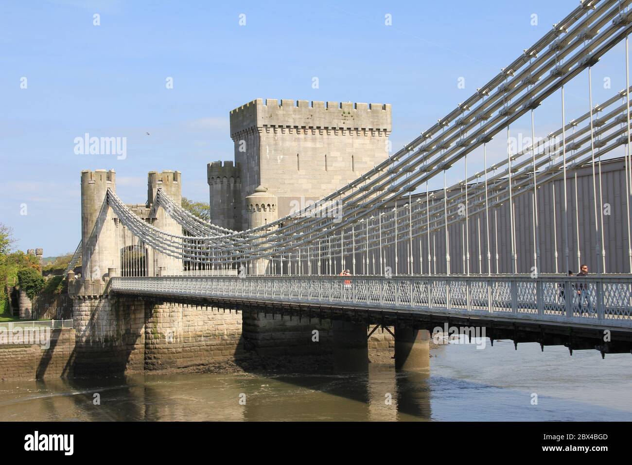 Conwy Suspension Bridge in North-Wales. United Kingdom Stock Photo - Alamy