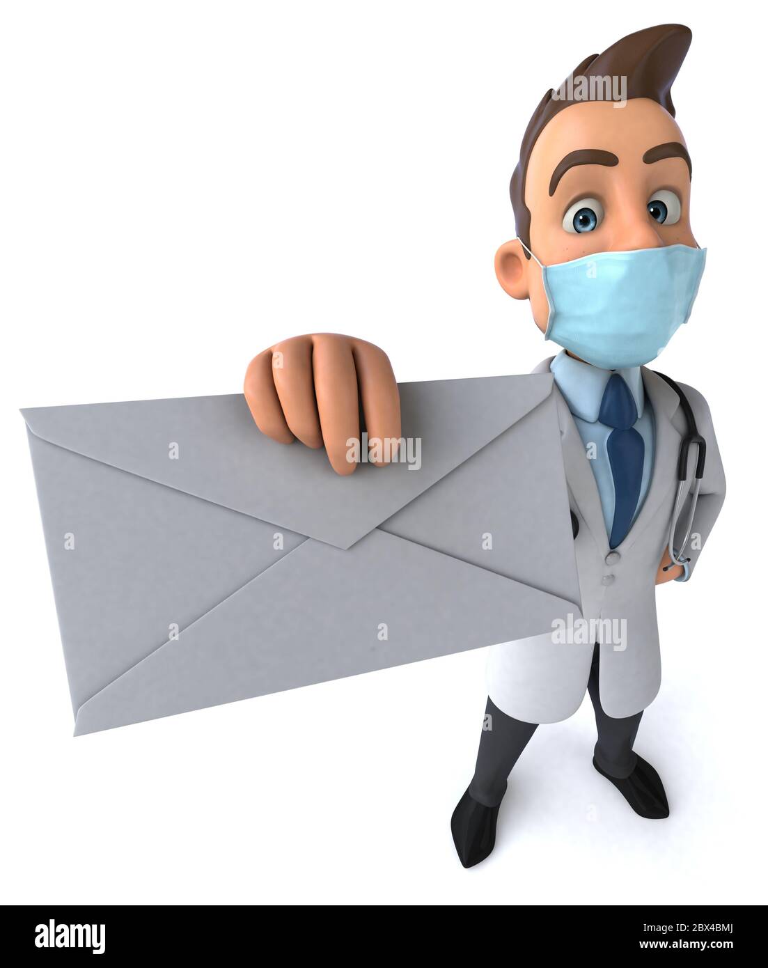 Fun cartoon doctor character with a mask Stock Photo - Alamy