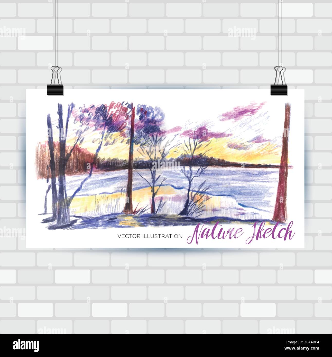 Sketching illustration in vector format. Poster with beautiful ...