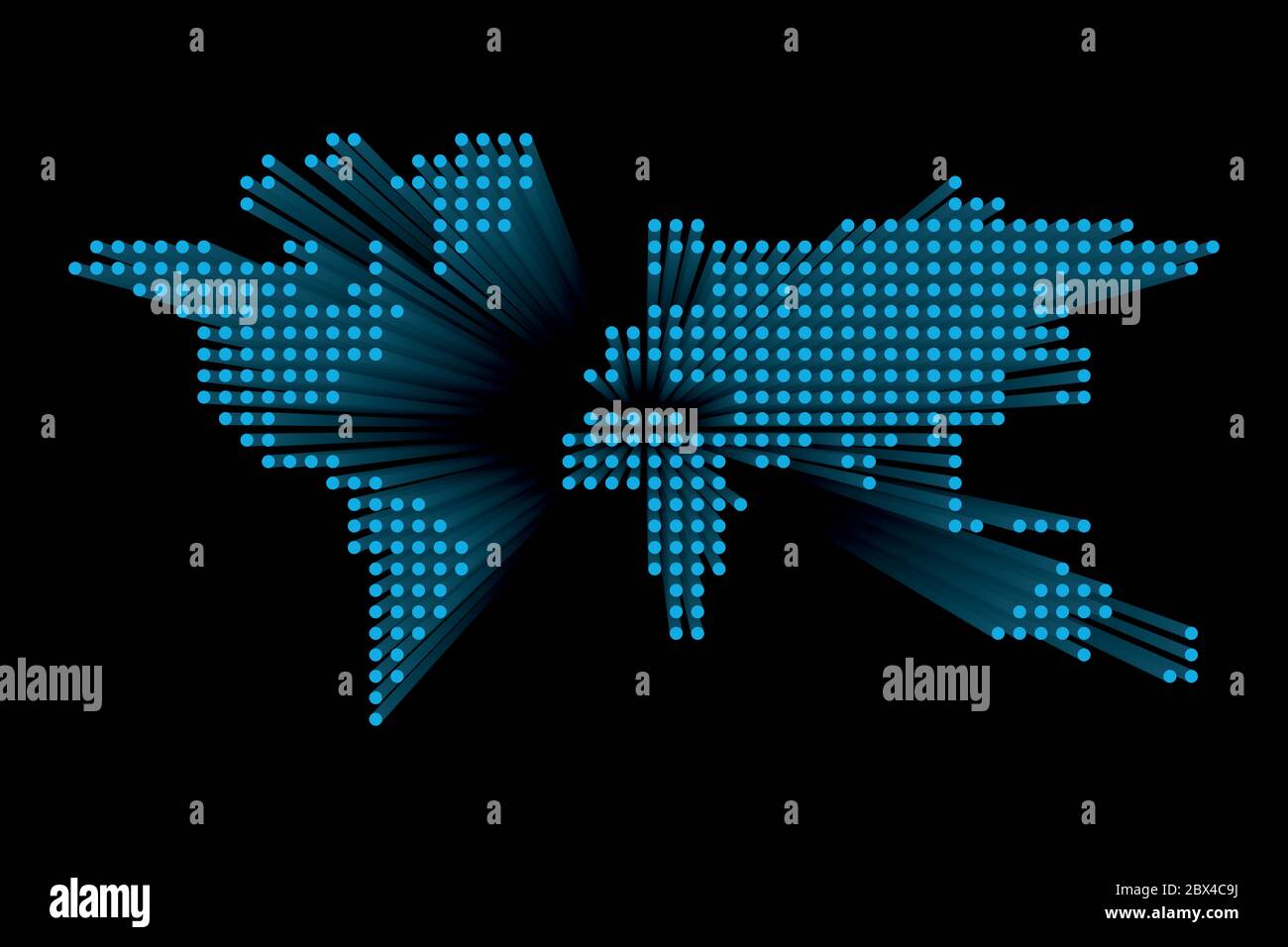 Modern dotted World map. Blue futuristic technology design on dark ...
