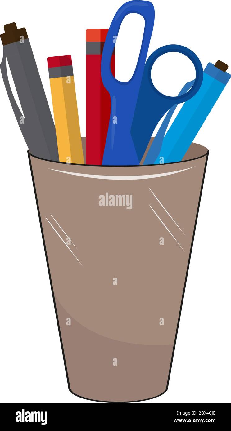 Study tool in a pencil holders - Vector Stock Vector Image & Art - Alamy