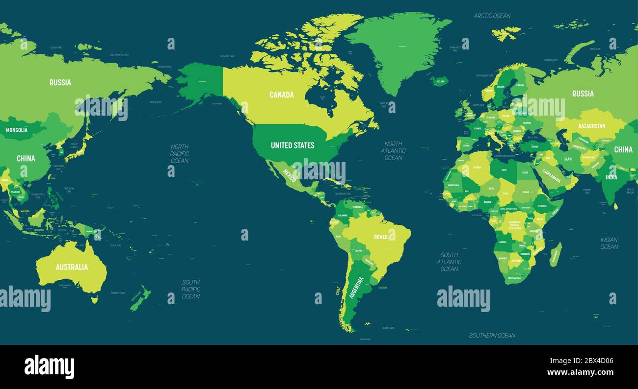 World Map Labeled Seas