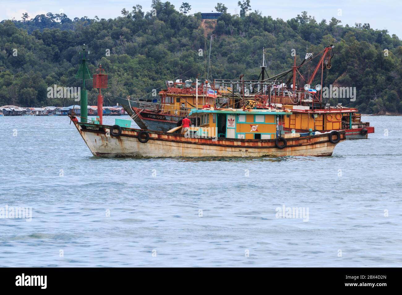 Kota Kinabalu, Sabah, Malaysia - July 10, 2017 : fisherman boat at Kota ...