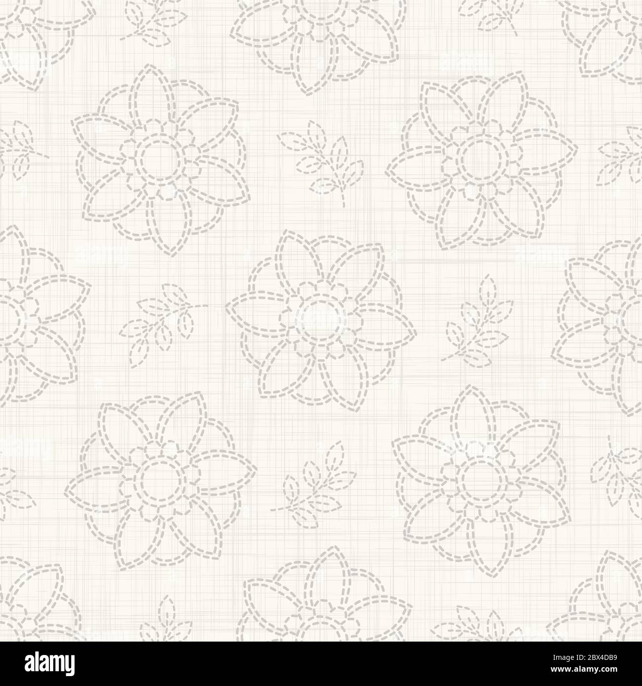 Gray French Linen Texture Background printed with White Daisy Flower ...