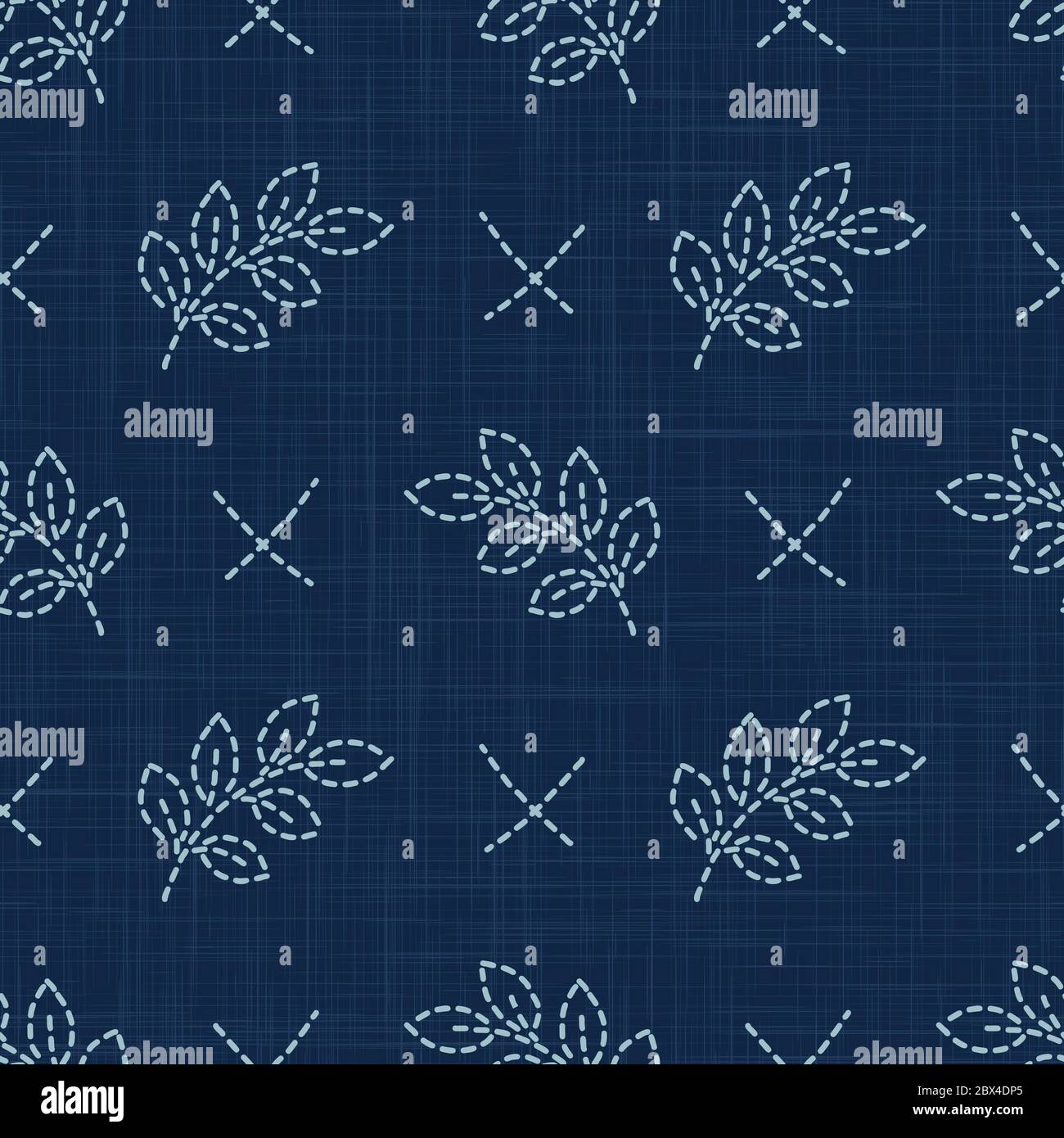 Leaf Motif Embroidery Motif Background. Japanese Sashiko Effect ...