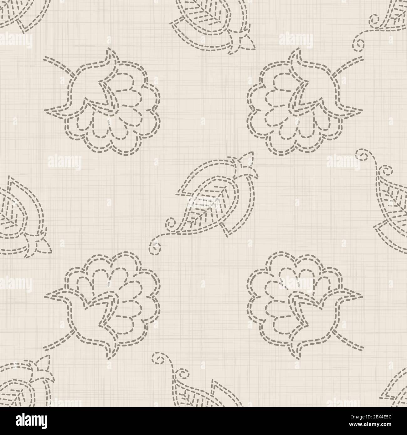 Gray French Linen Texture Background printed with White Daisy Flower ...