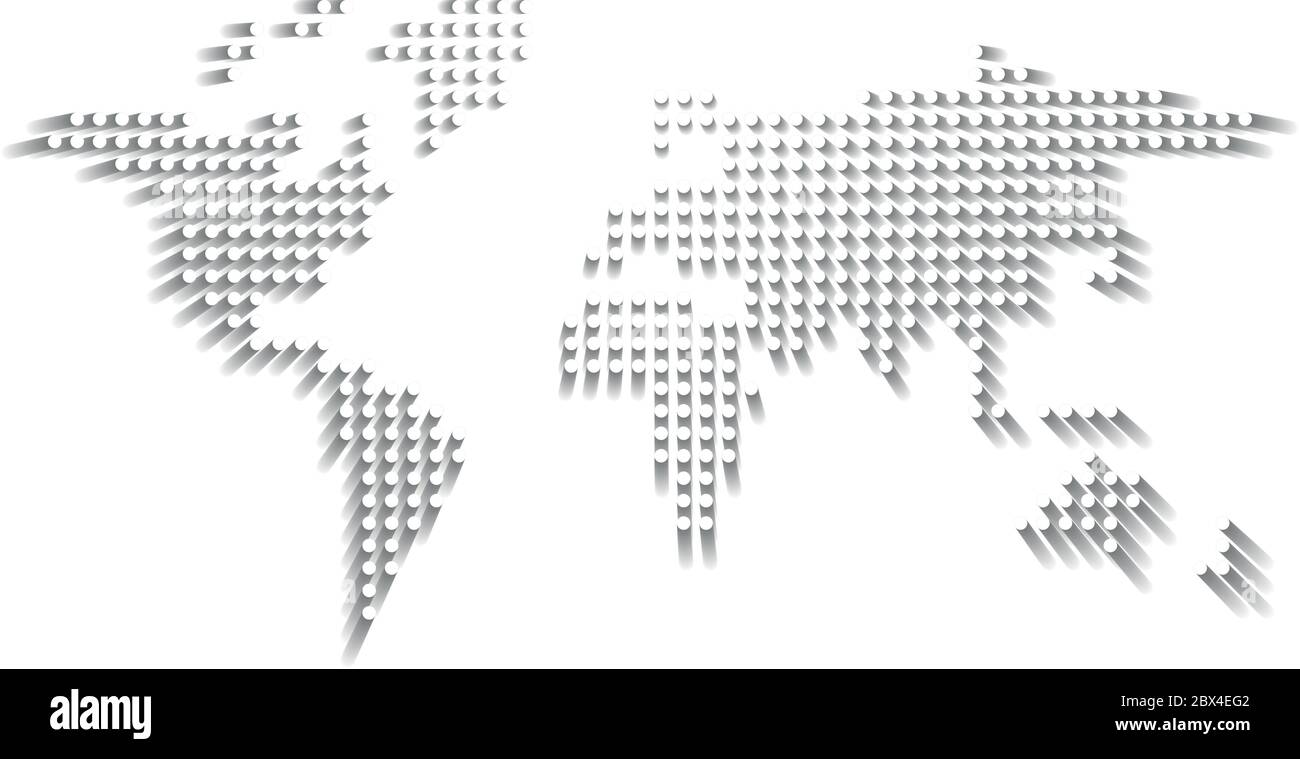 Dotted World map. White dots with dropped shadow on white background ...