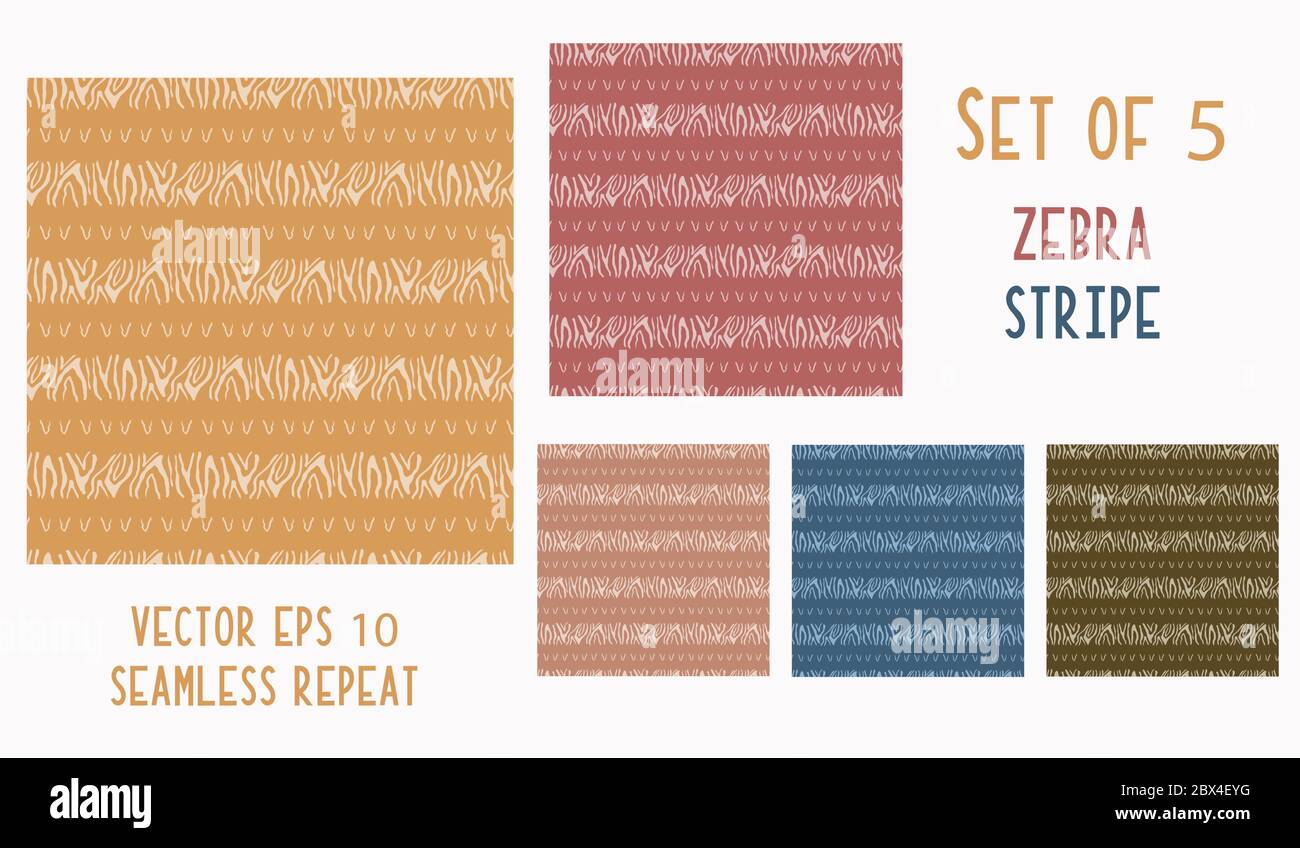 Zebra Skin Stripe Vector Texture Seamless Pattern. Safari Animal ...
