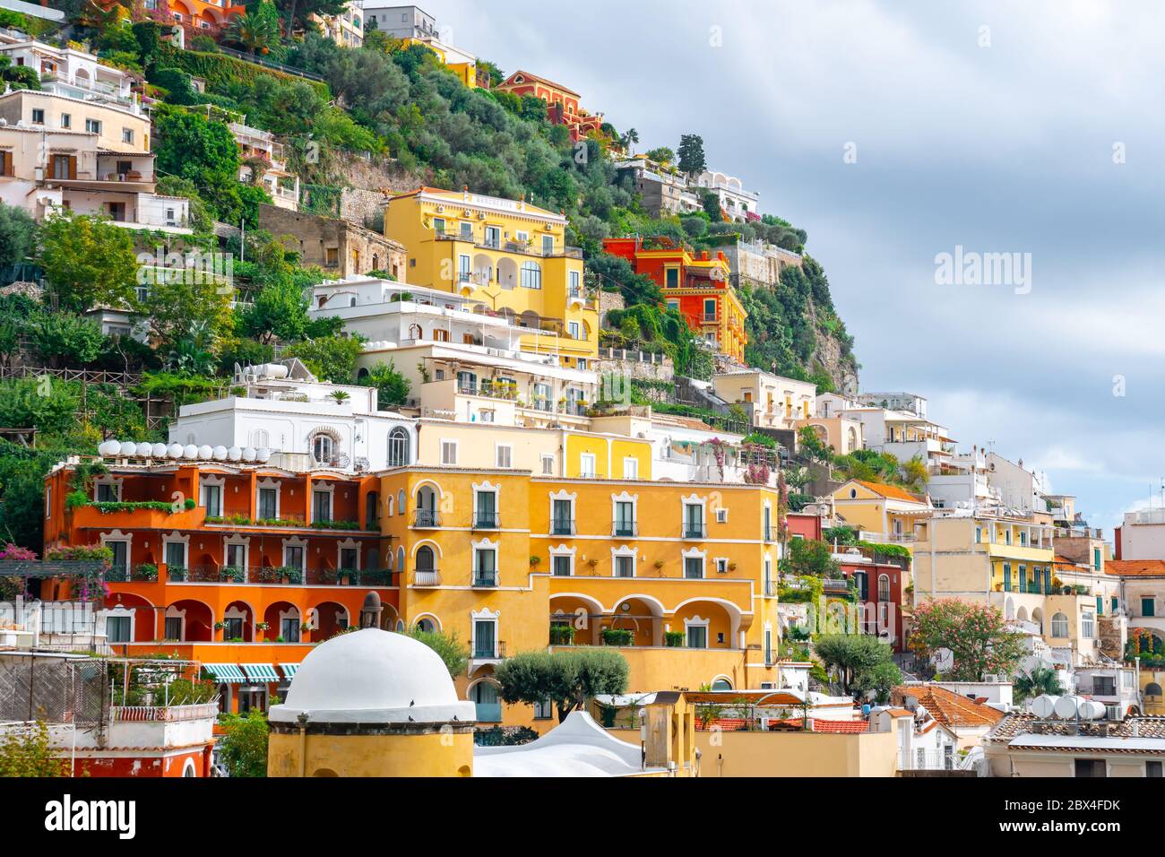 Beautiful colorful houses on a mountain in Positano, a town on Amalfi ...