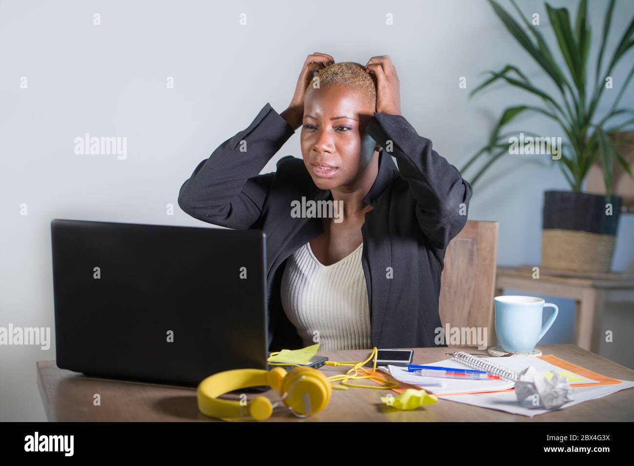 African american woman computer mad hi-res stock photography and images ...