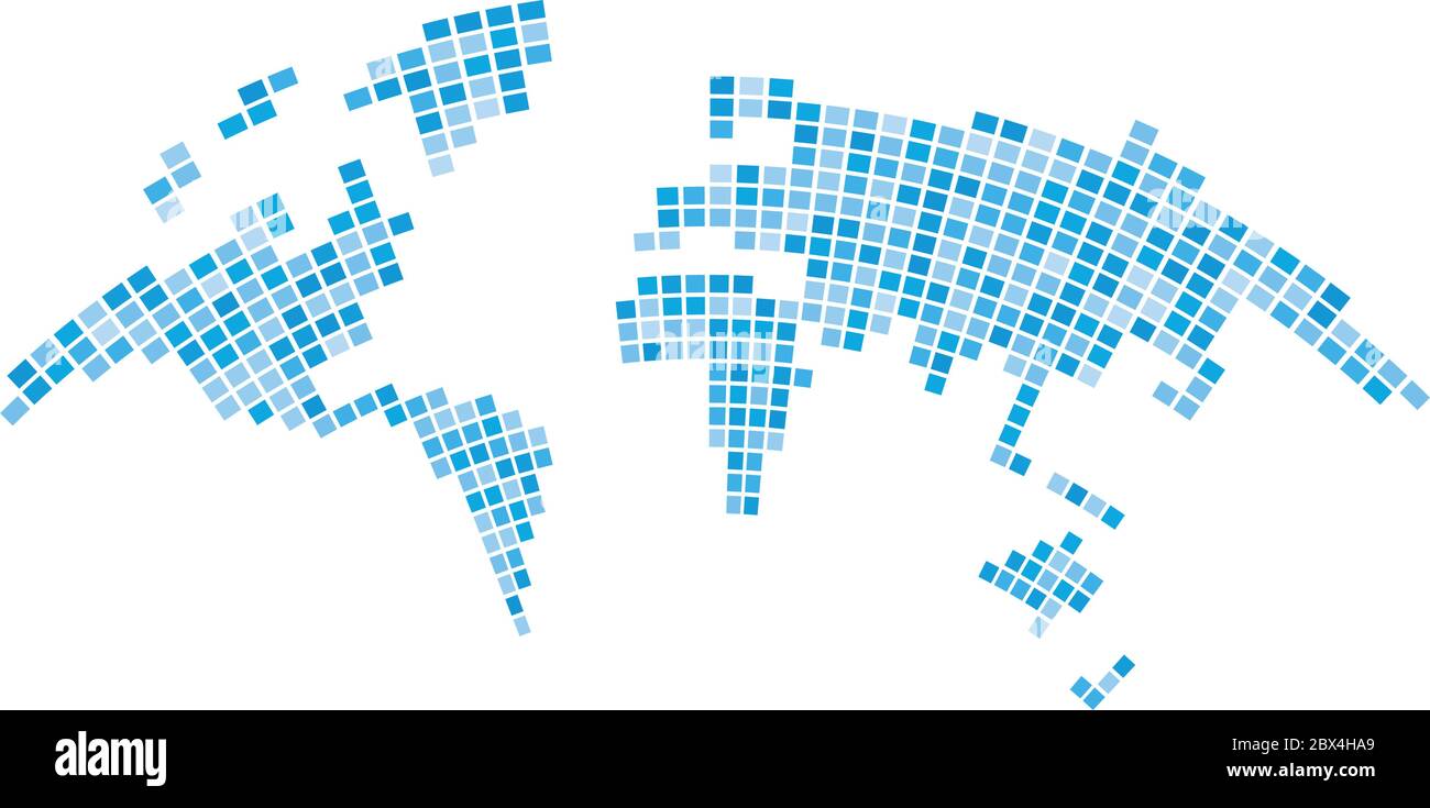 Pixelized map of World bulging on white background Stock Vector Image ...