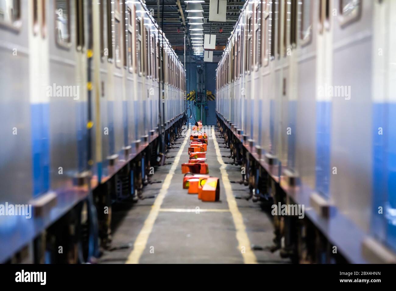 Subway train metro depot Stock Photo - Alamy