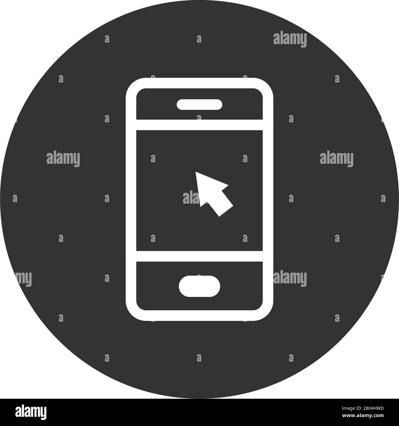 smartphone with arrow icon over white background, block style, vector ...