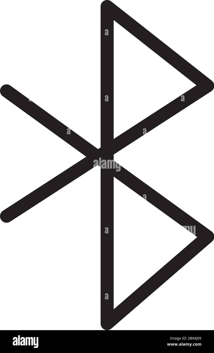 bluetooth symbol icon over white background, line style, vector ...