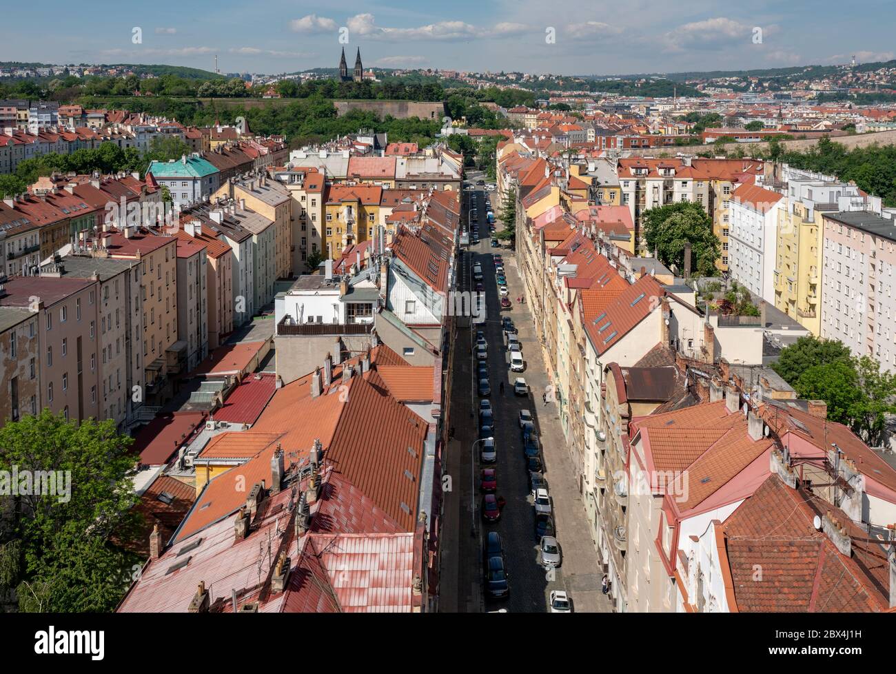 Nusle valley in Prague as seen from "Nuselsky most" bridge, a look to ...