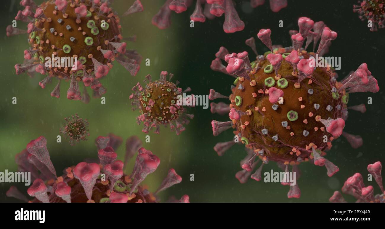 COrona VIrus under the microscope 3d macro illustration background ...