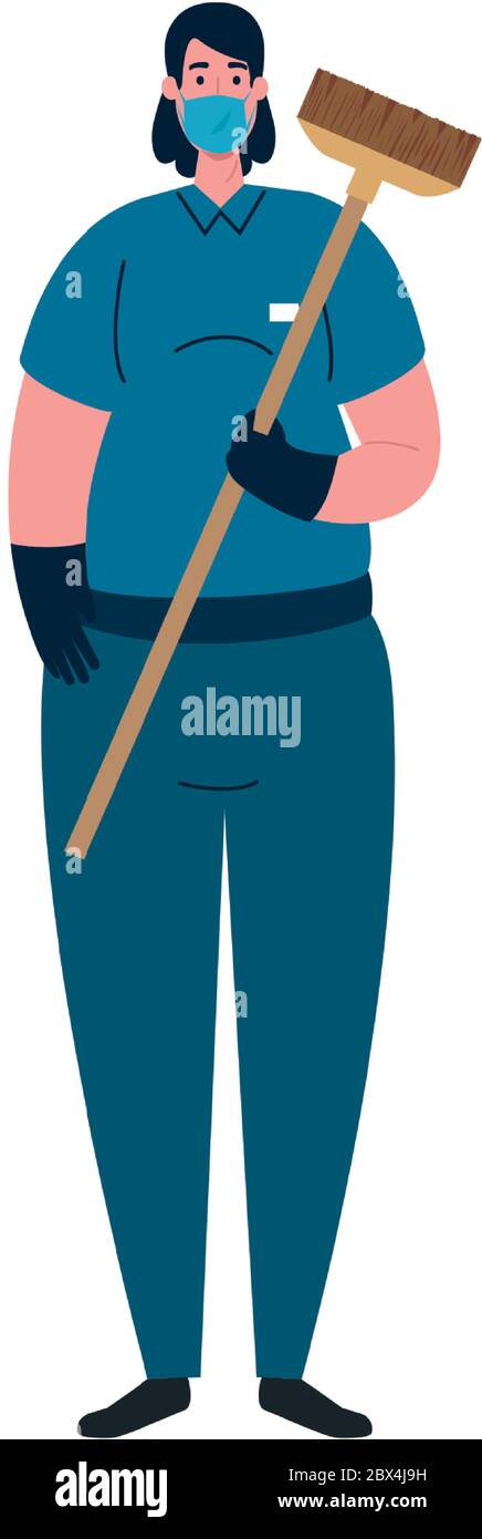 cleaner woman with mask vector design Stock Vector Image & Art - Alamy