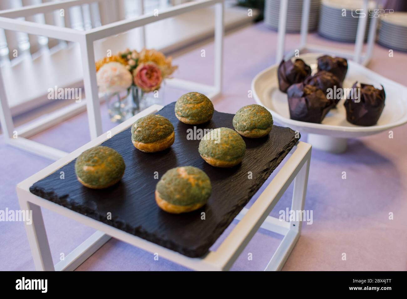 food and snacks on the buffet table in restaurant Stock Photo - Alamy