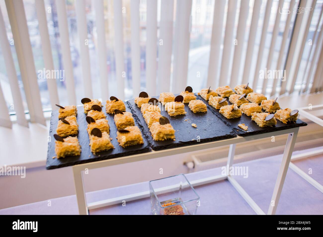 food and snacks on the buffet table in restaurant Stock Photo - Alamy