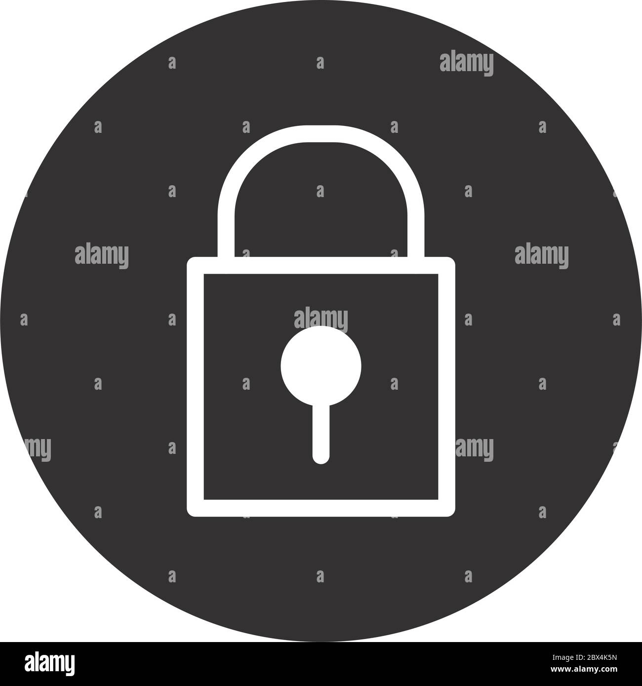 security padlock icon over white background, block style, vector ...