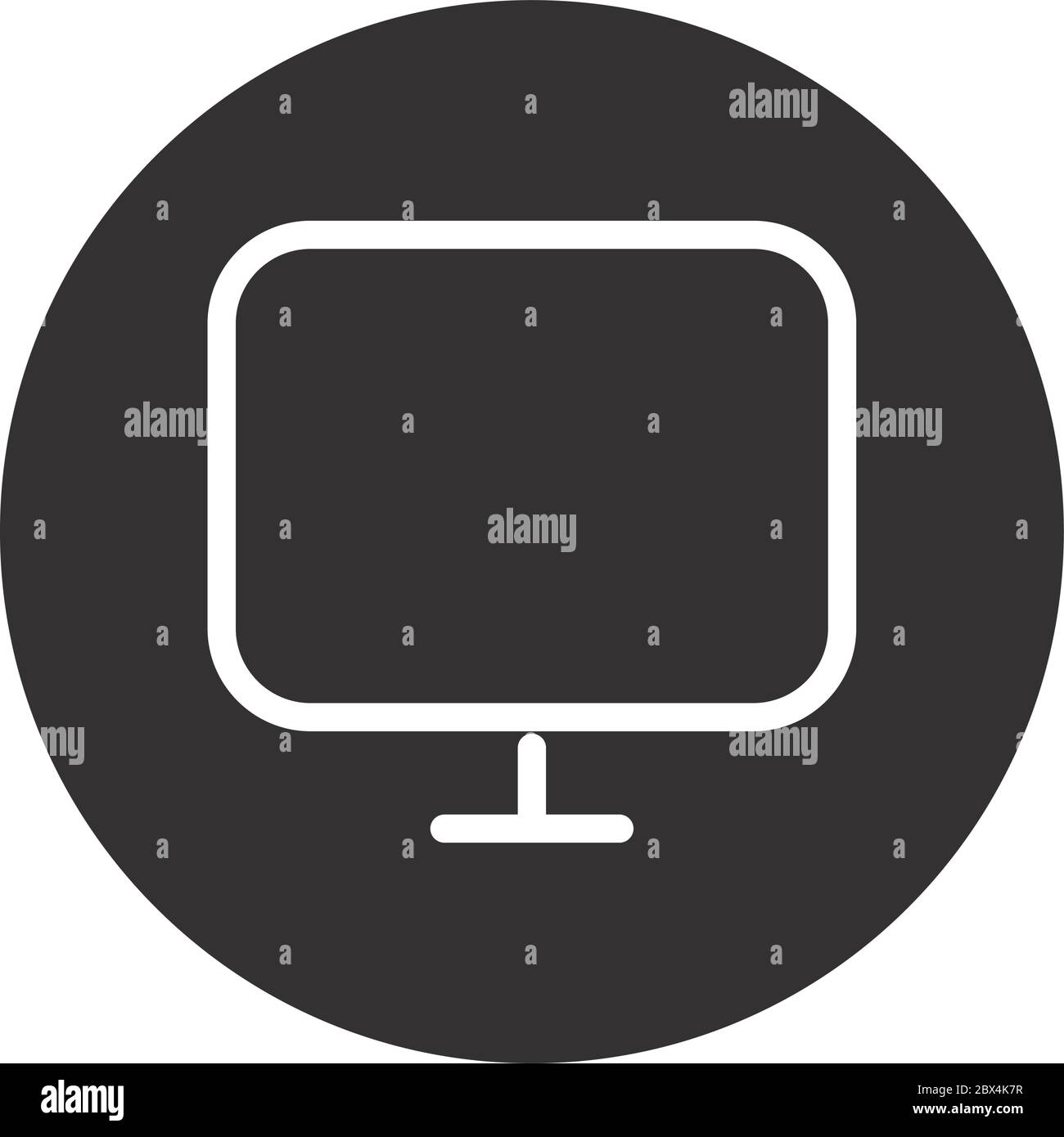 computer monitor icon over white background, block style, vector ...