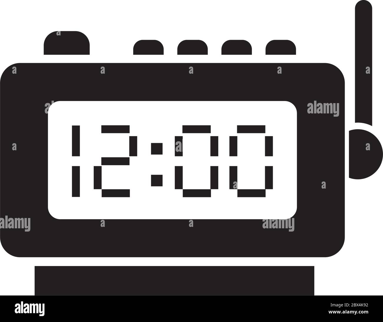 digital clock icon over white background, silhouette style, vector ...