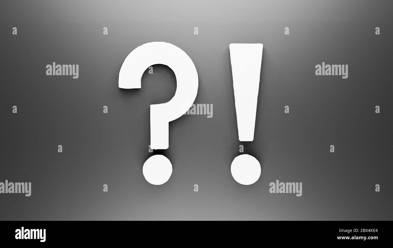 One question mark and exclamation mark in white on dark black ...