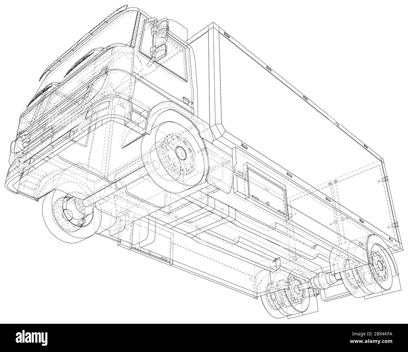 Commercial cargo van vector. Isolated Wire-frame Truck freight. Wire ...