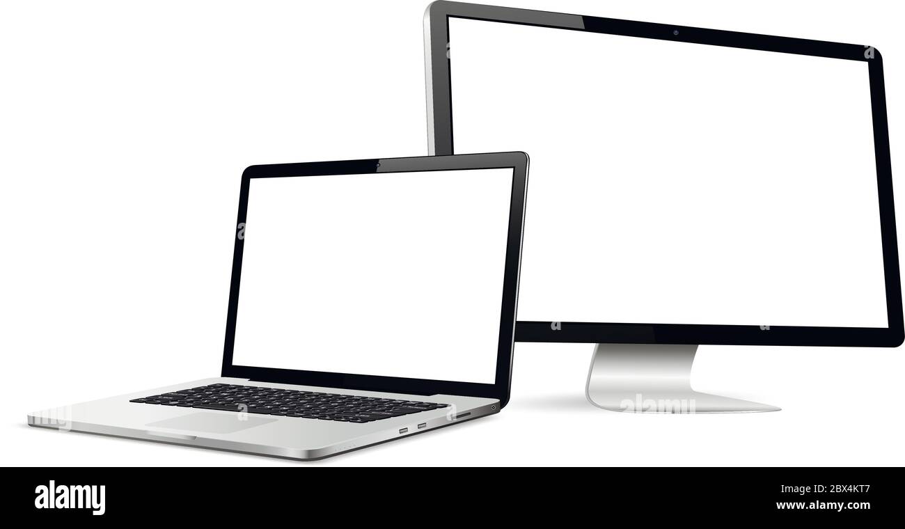 Responsive web design computer display with laptop isolated. Vector ...