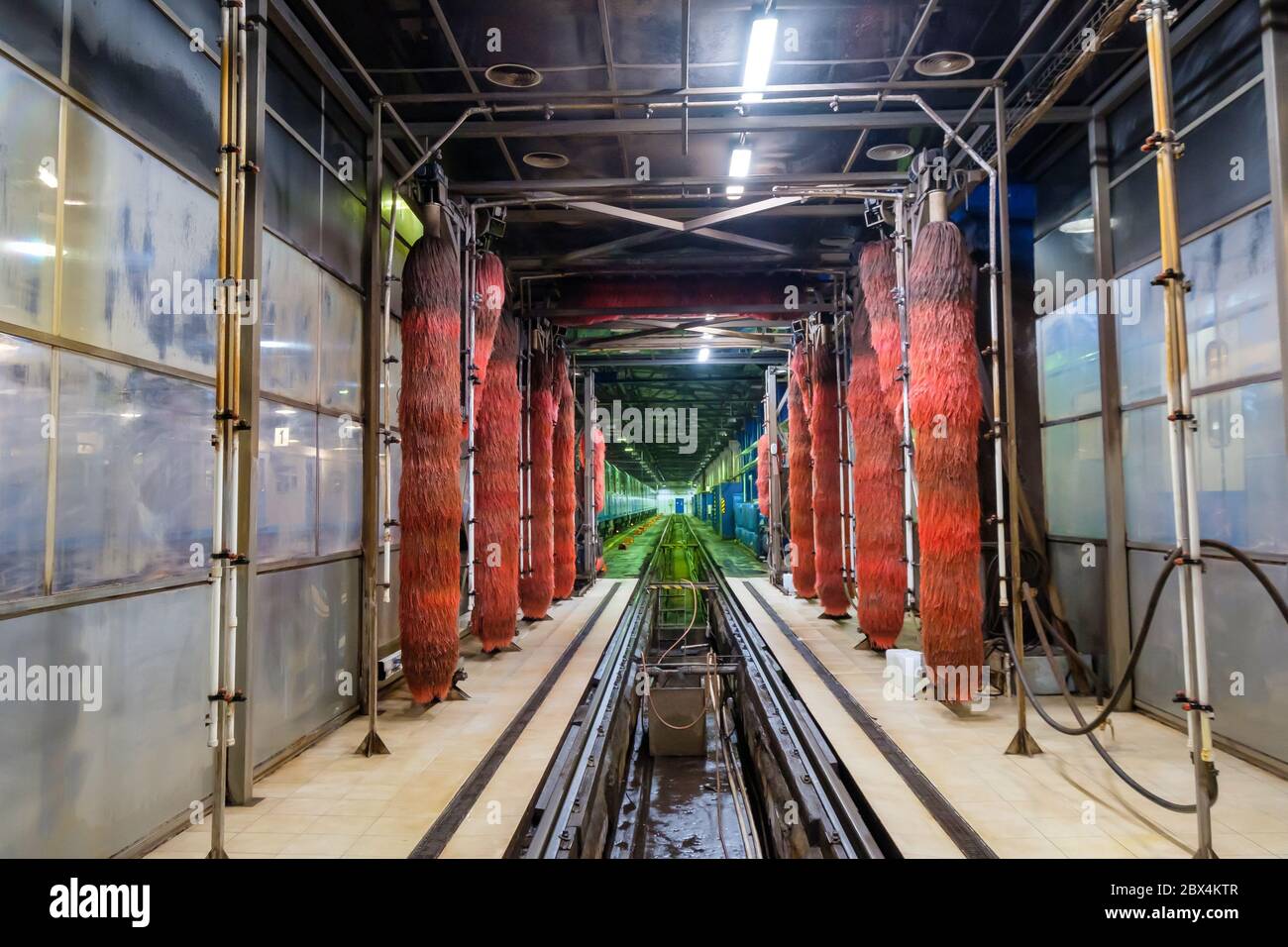Subway automatic wash brushes for trains Stock Photo - Alamy