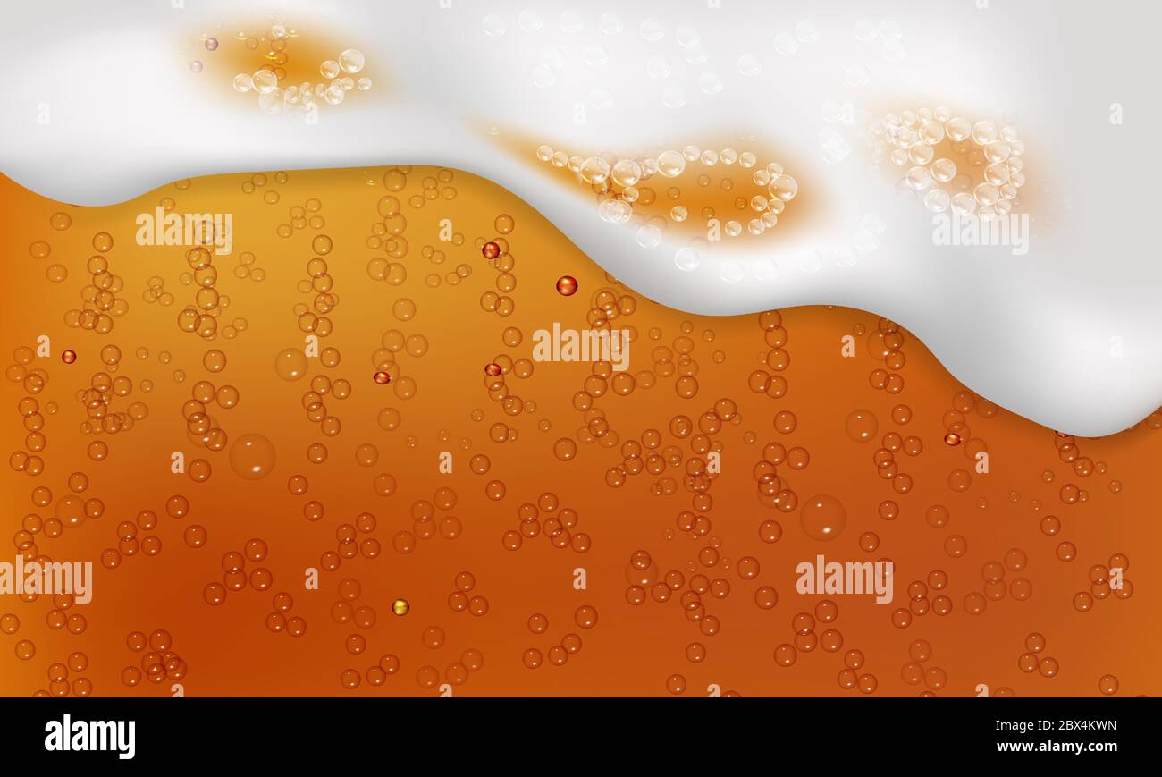 Cool liquid drink.Vector illustration of realistic light or dark beer ...