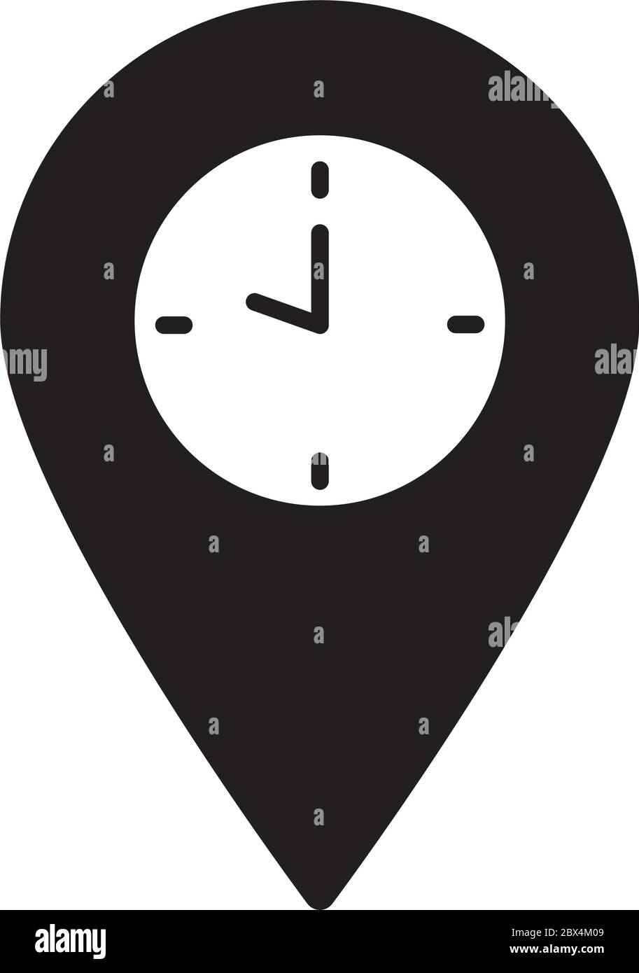 clock and location pin icon over white background, silhouette style ...