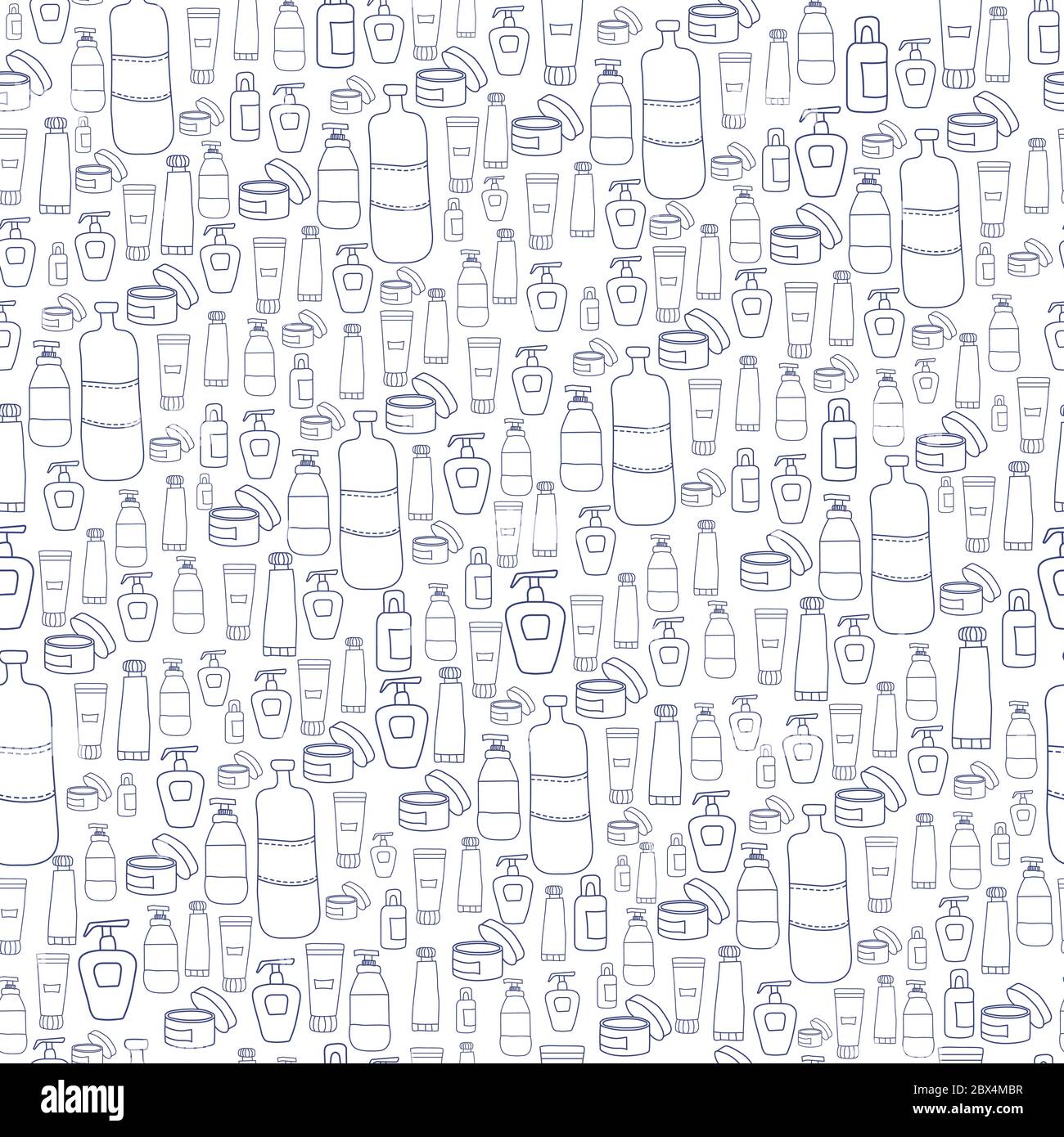 Seamless pattern of beauty and cosmetic icons. Creams and bottles ...
