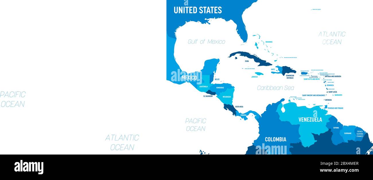 Large Detailed Political Map Of Central America And The Caribbean With