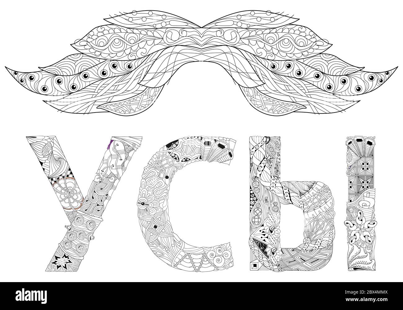 Word mustache in Russian ornate sketch for your design. Drawing, floral ...