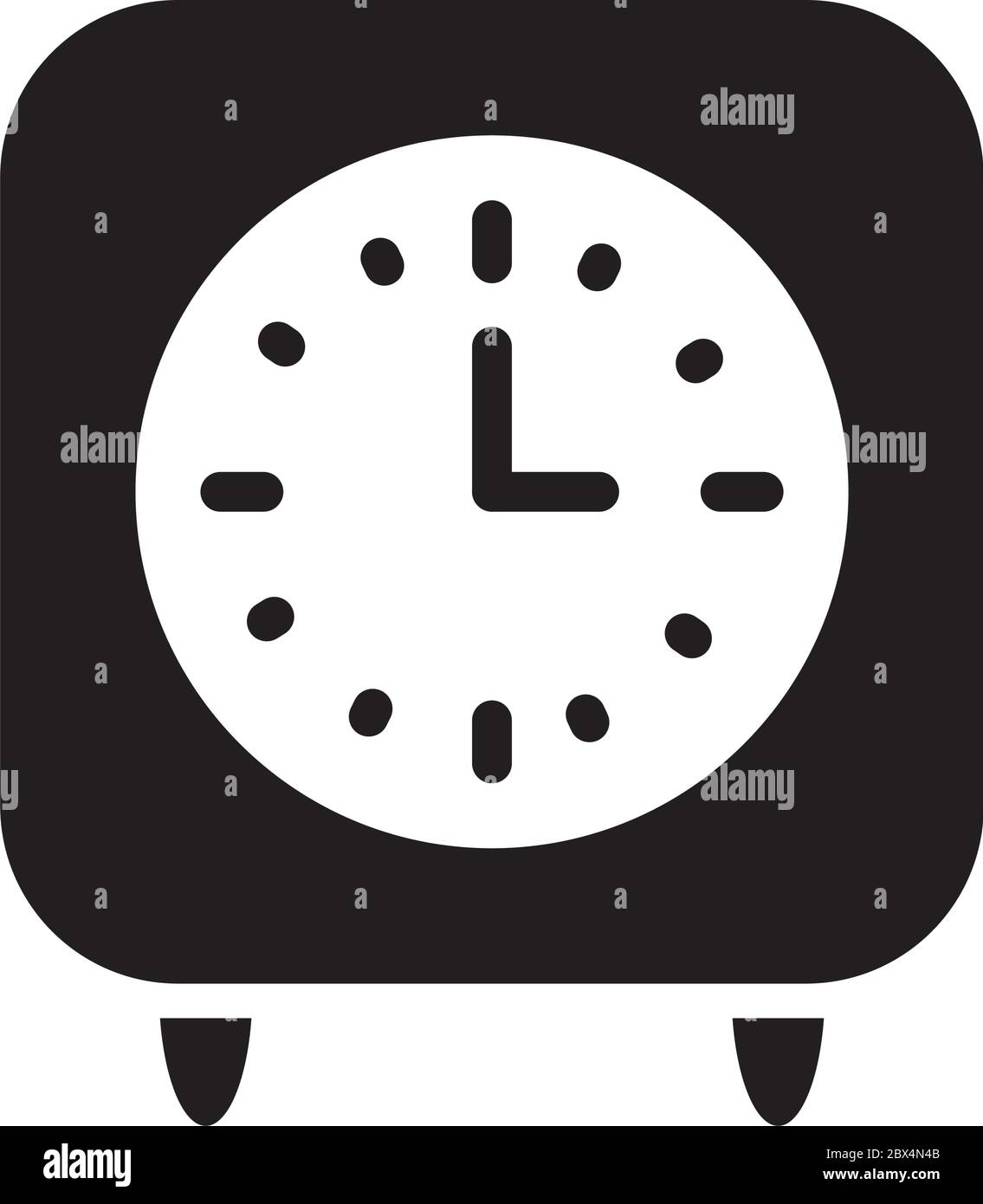 table clock icon over white background, silhouette style, vector ...