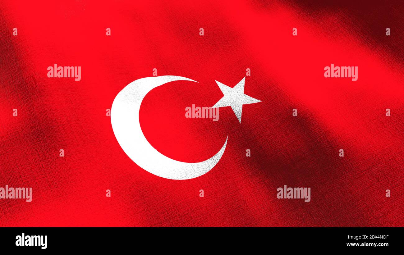 Turkey waving flag. Seamless cgi animation highly detailed fabric ...