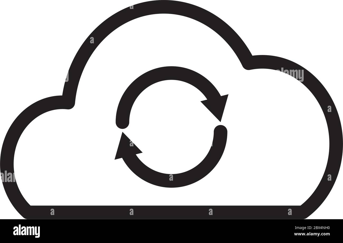 cloud storage with sync arrows icon over white background, line style ...