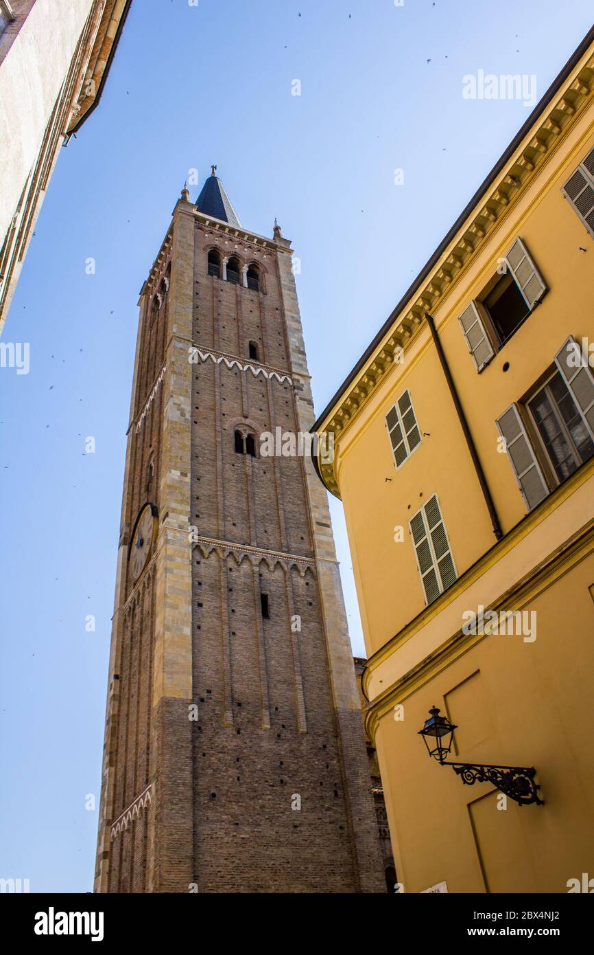 View of Cathedral Clock Tower, Piazza del Duomo, Parma Stock Photo - Alamy