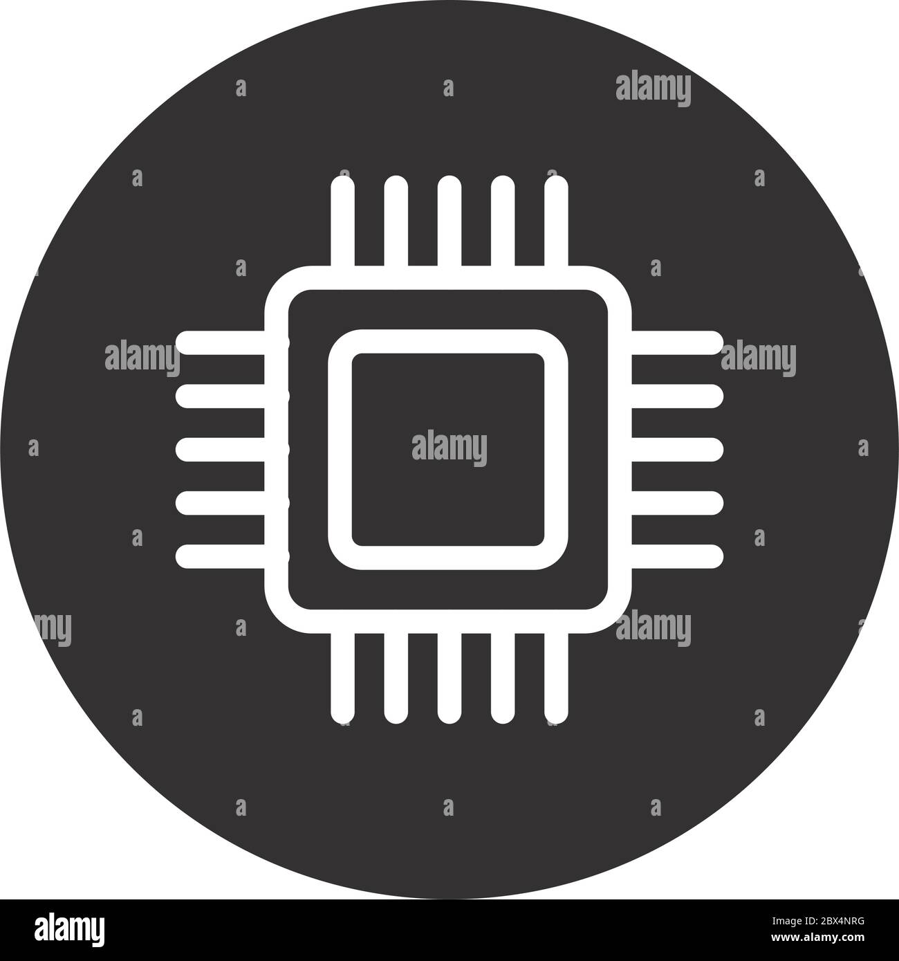 processor chip icon over white background, block style, vector ...