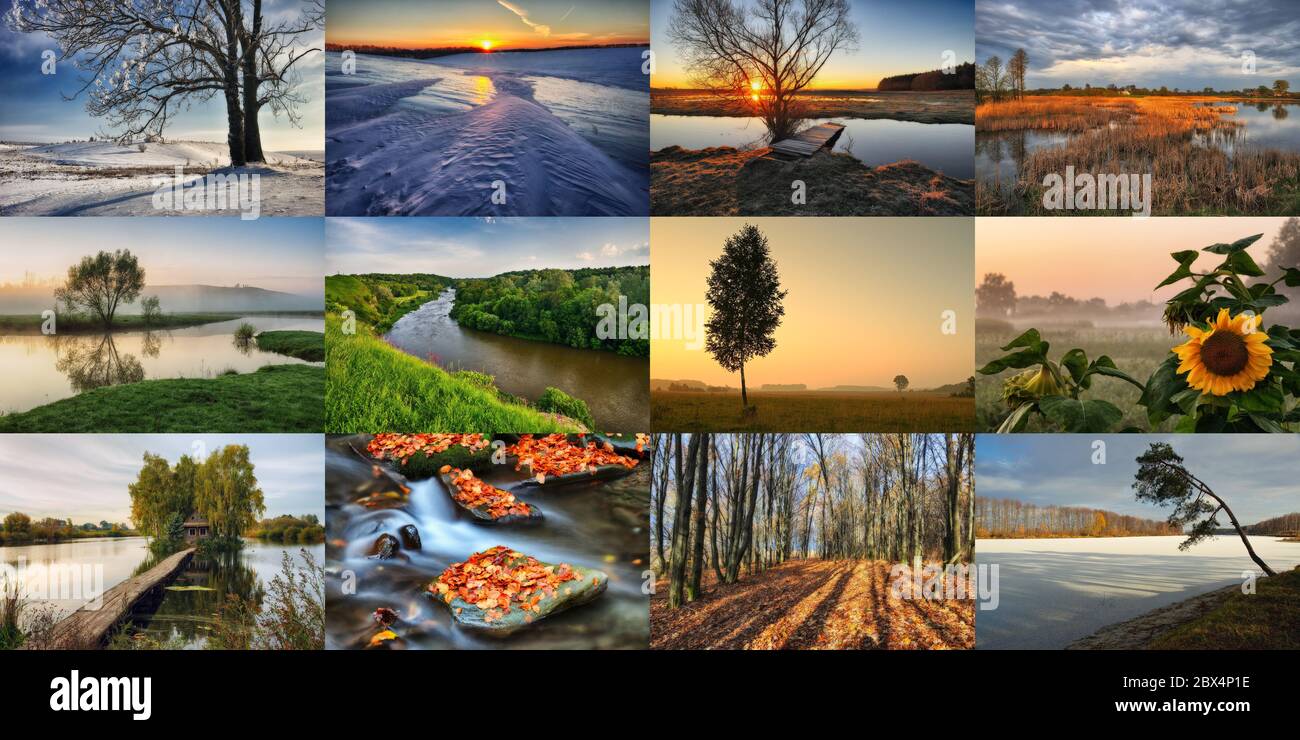 Twelve Colored Images of landscape For Calendar Stock Photo - Alamy